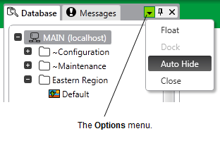 ViewX and Virtual ViewX Clients Guide - Using Auto Hide for a Tool Window (ViewX Client)